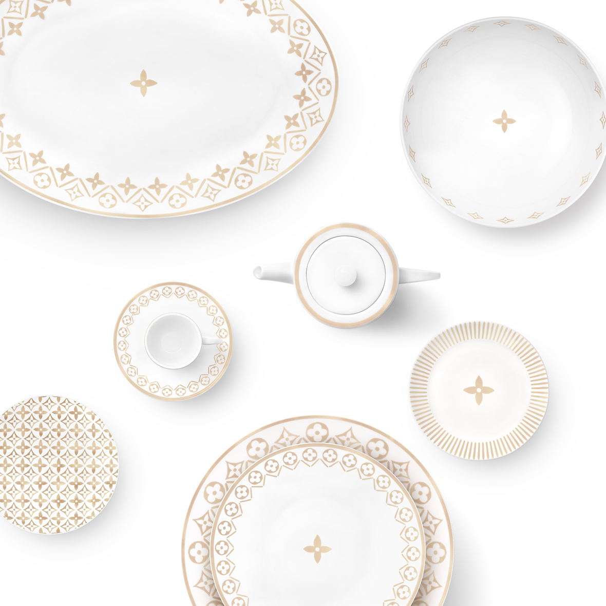 Set Of 2 Side Plates Monogram Flower Tile - Home and Art of Dining ...